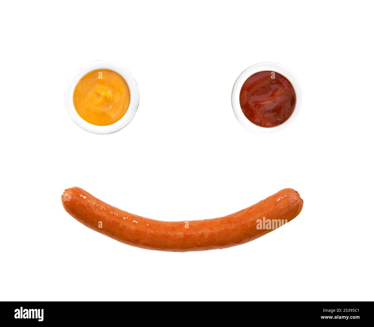 smiling face from mustard with ketchup and sousage Stock Photo - Alamy