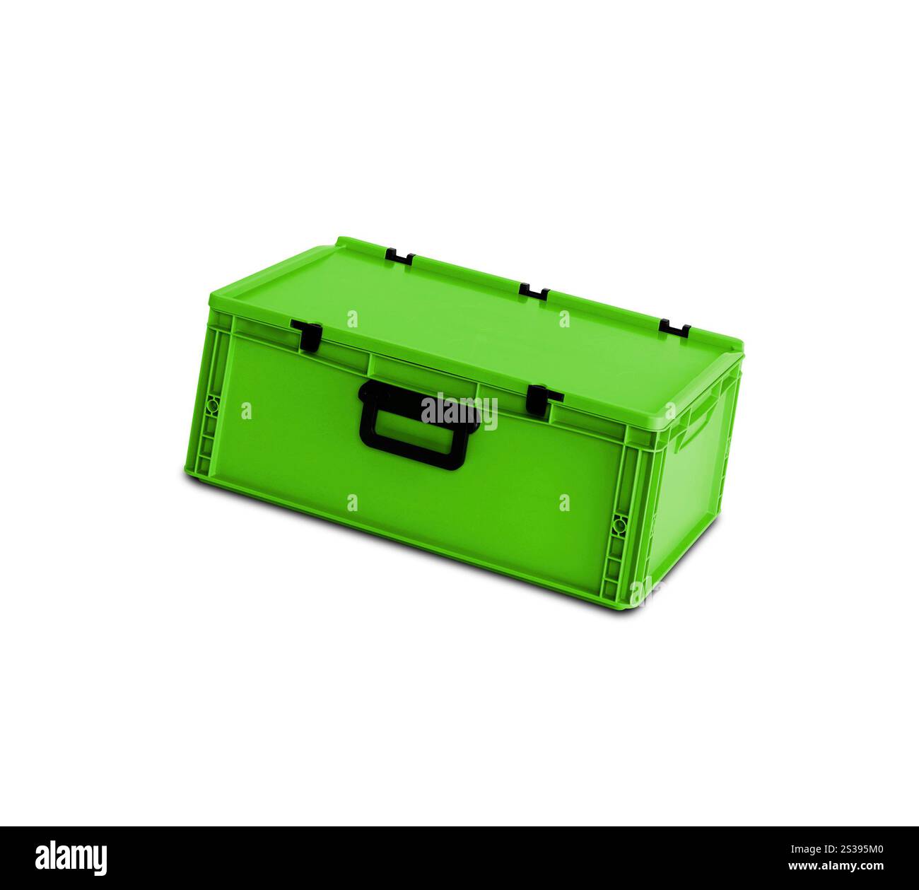 Green plastic box isolated on white background Stock Photo - Alamy
