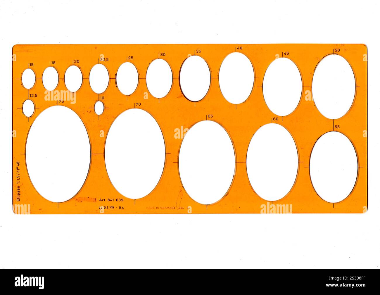 A well used ellipse template isolated on a white background Stock Photo ...