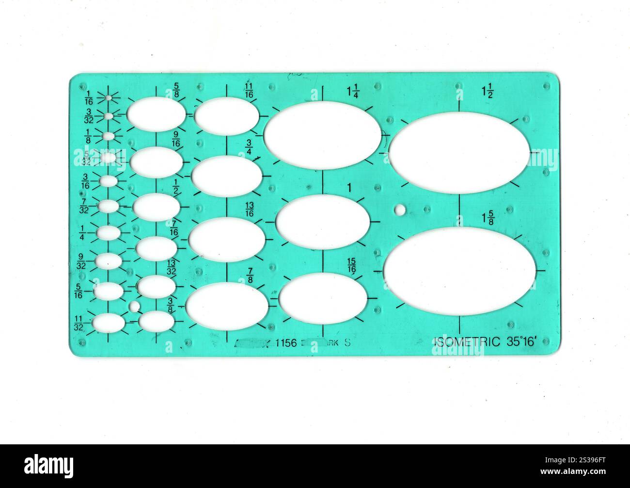 A well used ellipse template isolated on a white background Stock Photo ...