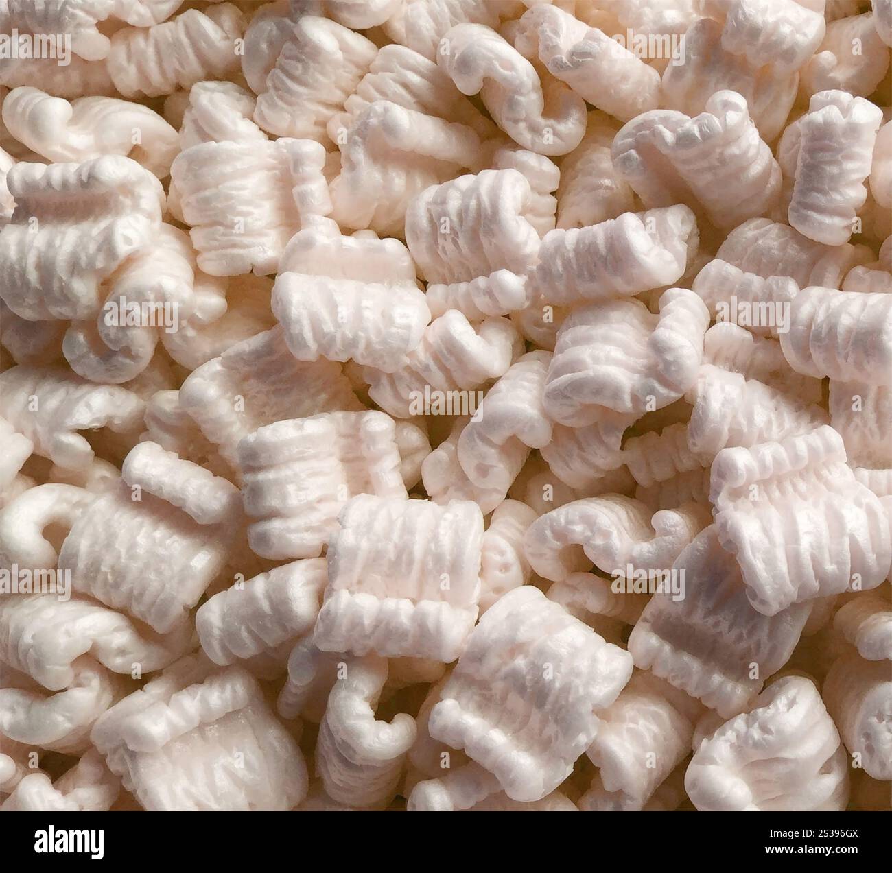 pieces of red styrofoam in carton box background Stock Photo - Alamy