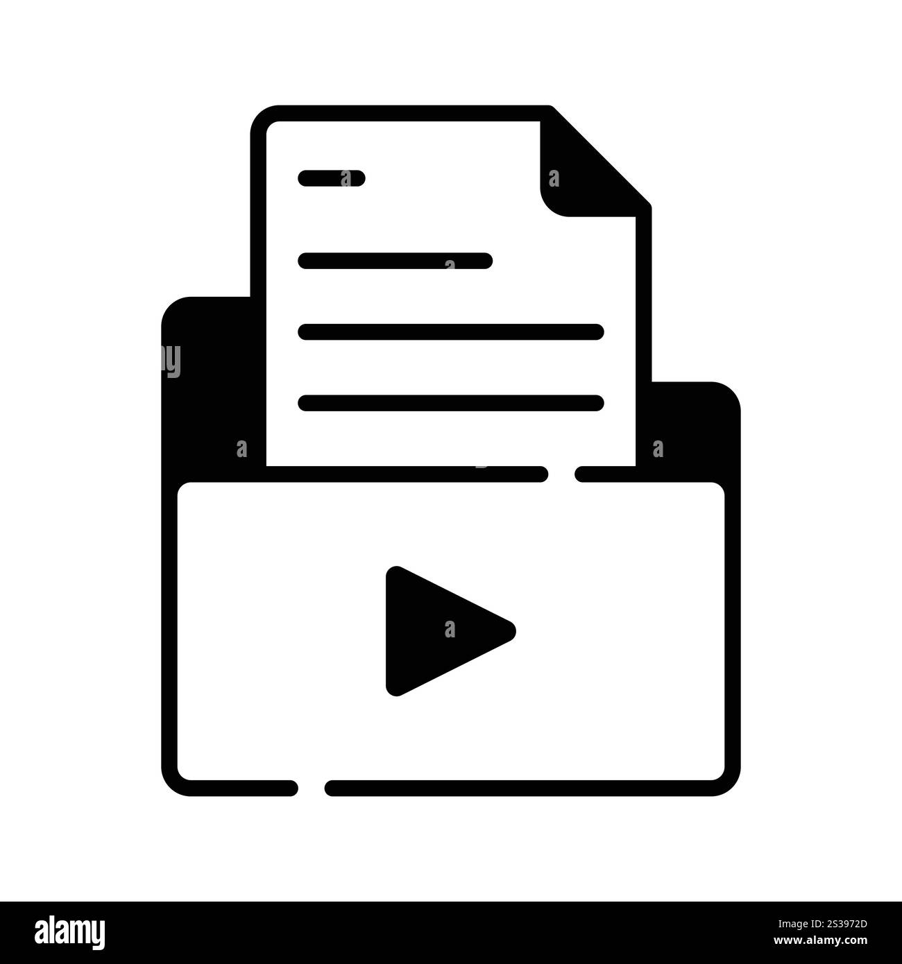 A folder with documents and a play button, indicating media files Stock ...