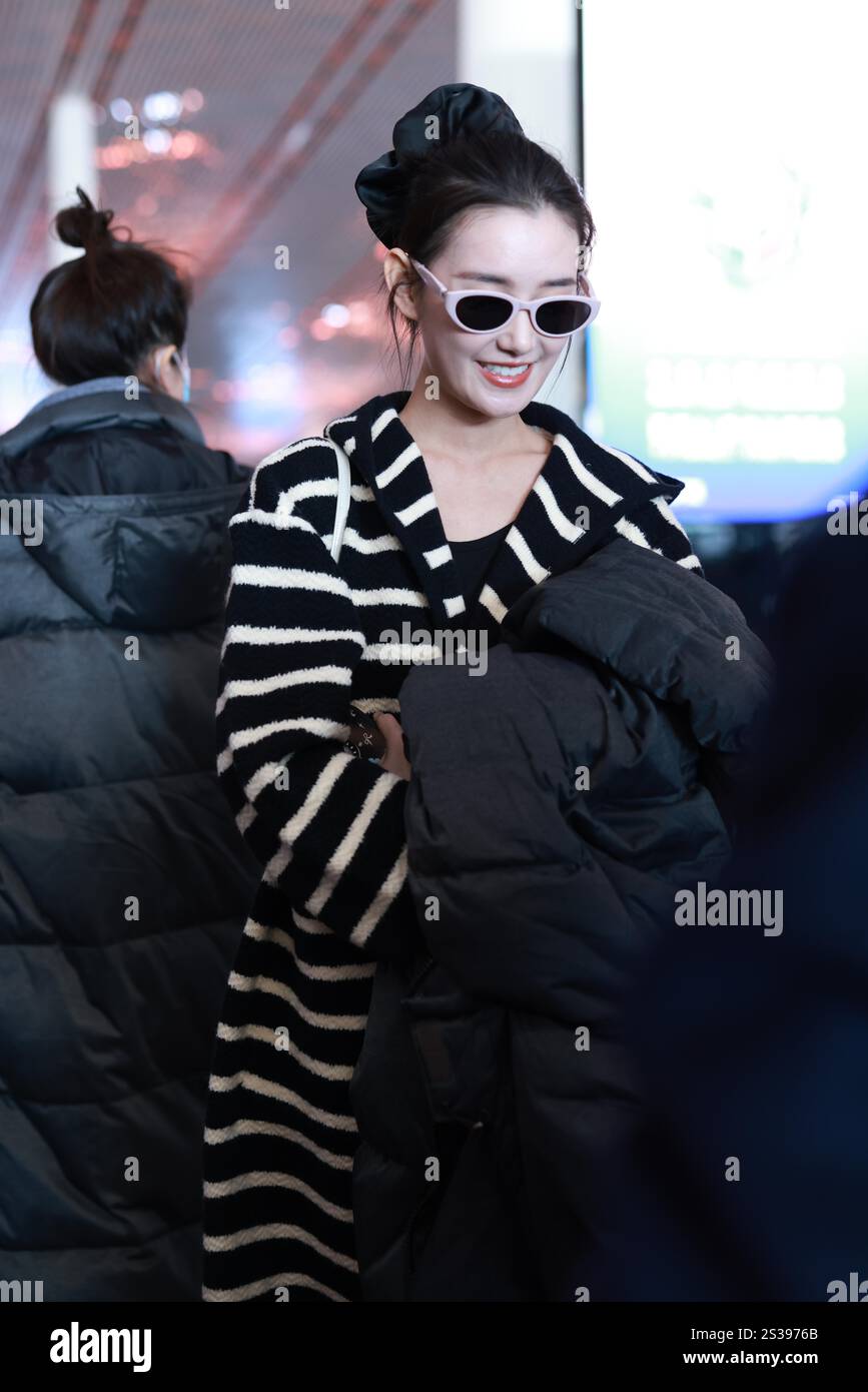 Chinese actress Jiang Yiyi appears at the airport in Beijing, China, 7 ...