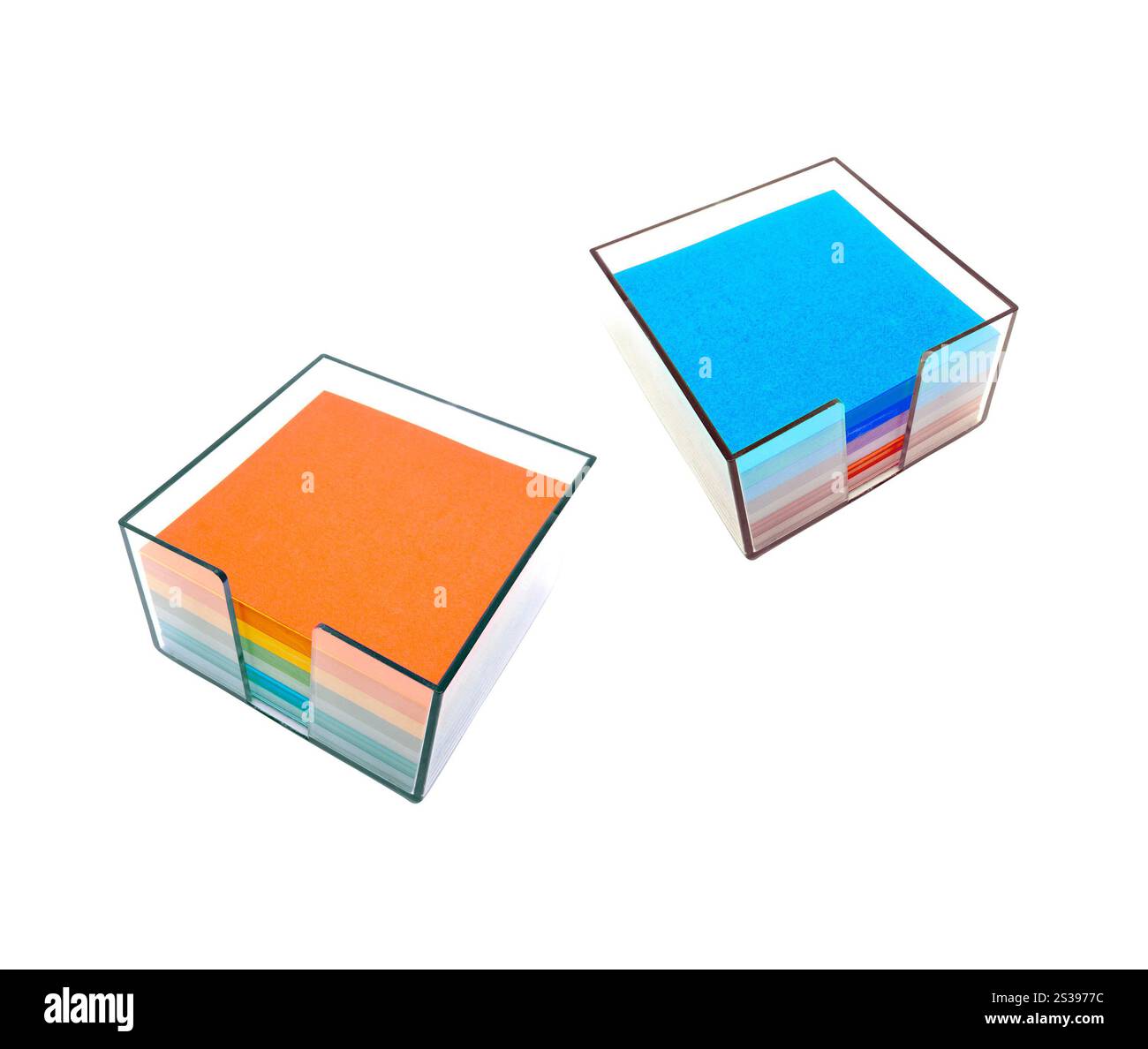 stack paper stickers on white background Stock Photo - Alamy