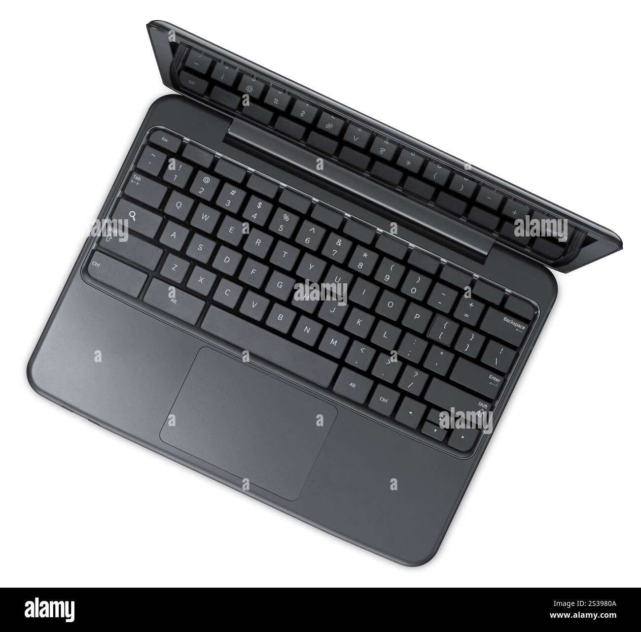 Open black laptop computer, isolated on white background. Open black ...