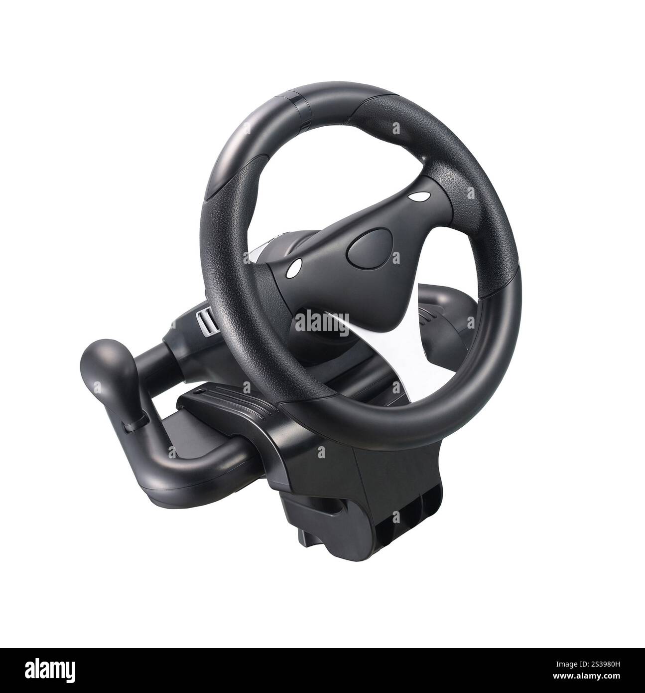 Computer steering wheel isolated on white background. Computer steering ...