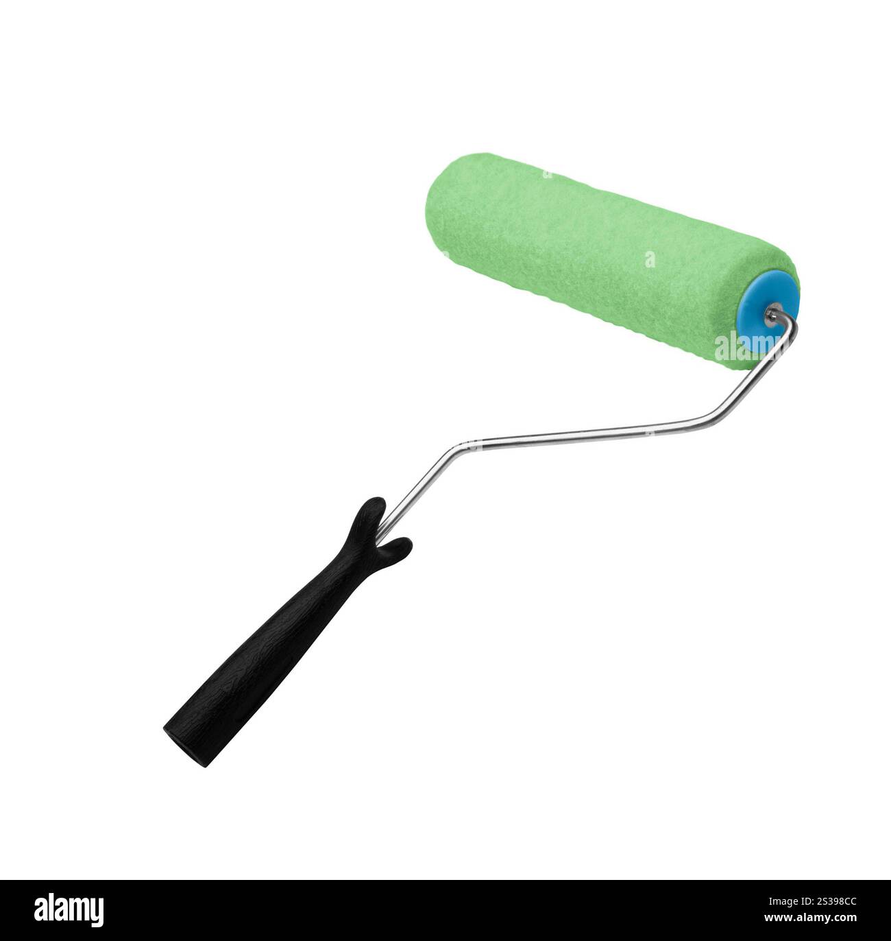 Green paint roller isolated on white background. Green paint roller ...