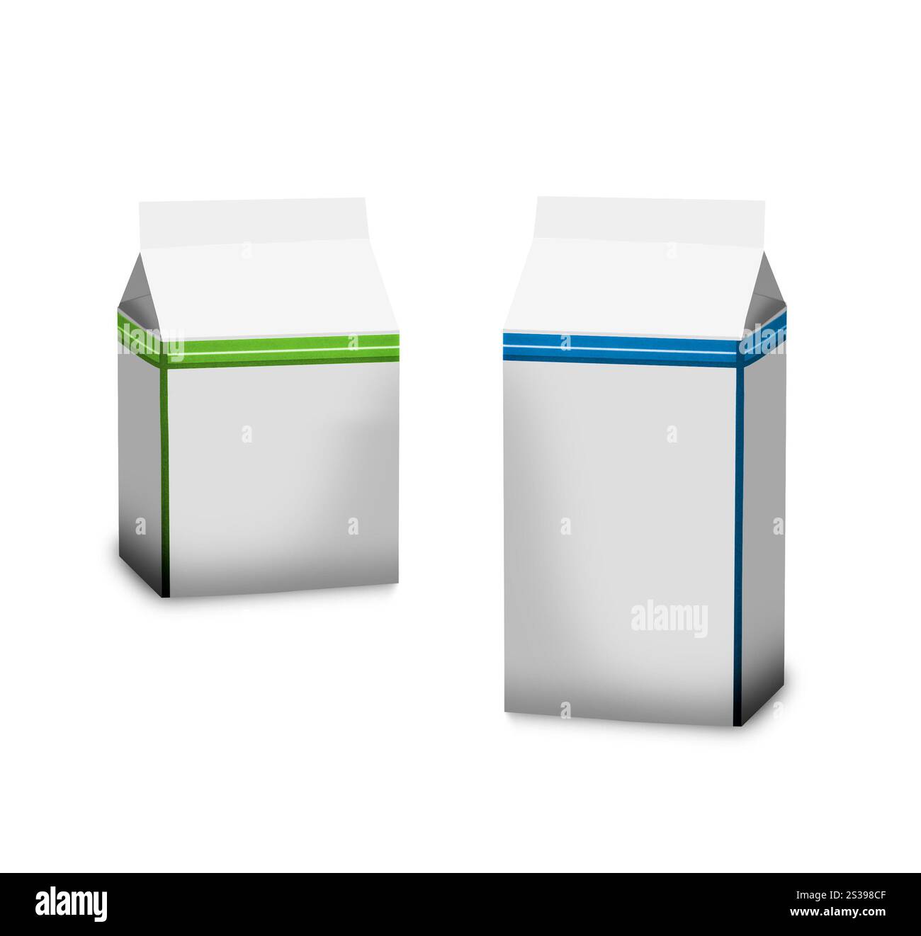 Two Milk Carton Packages on a white background. Two Milk Carton ...