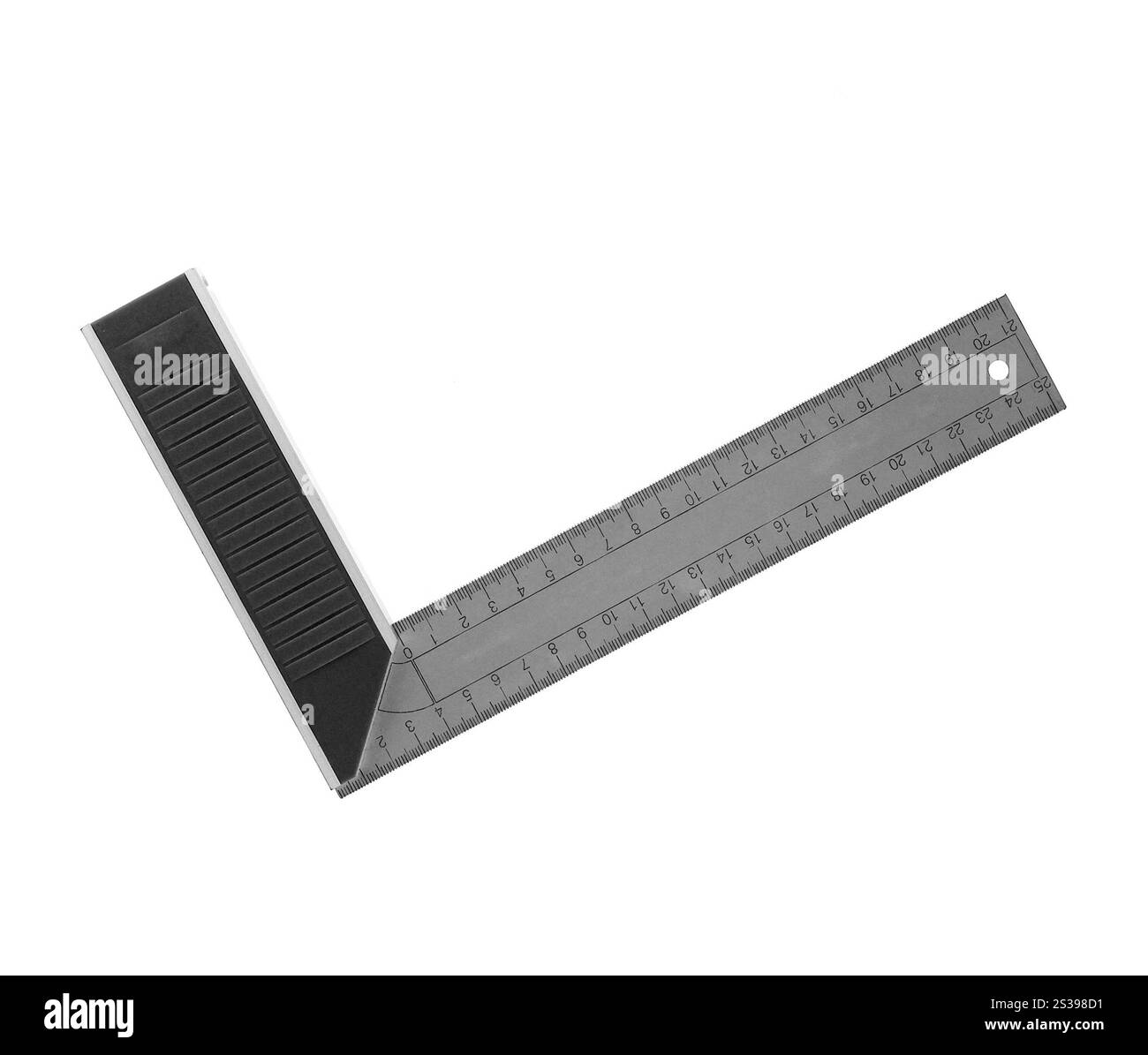Iron Ruler with angle bar isolated on white background Stock Photo - Alamy