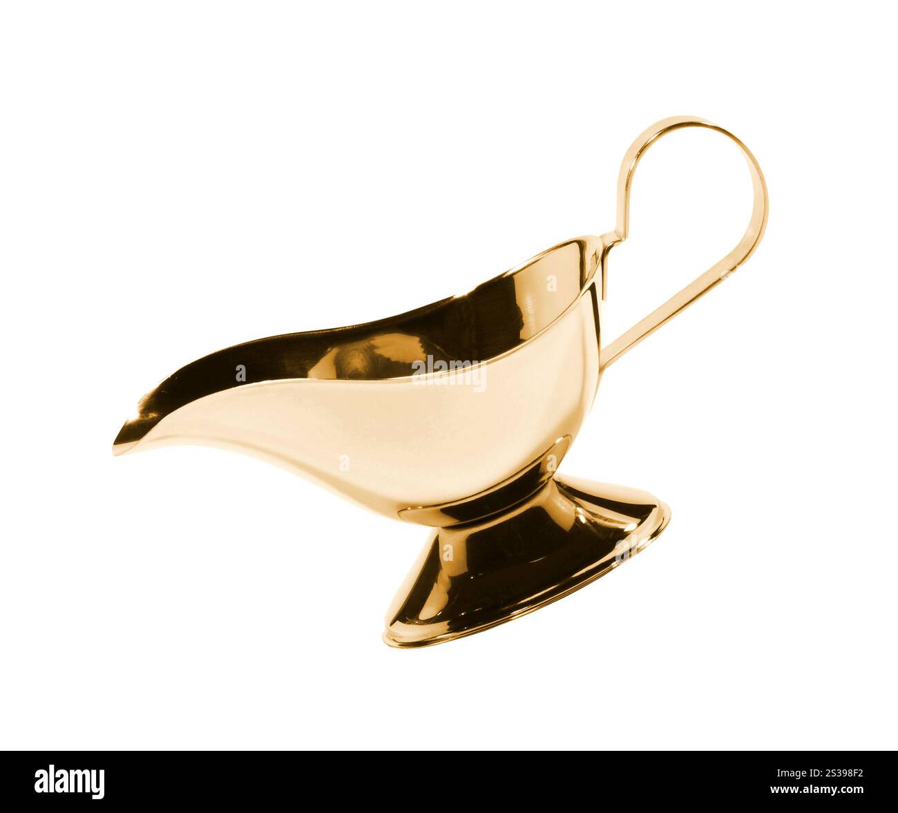 Old-fashioned antique precious golden sauce boat isolated on white ...