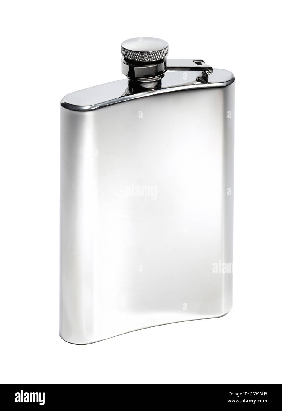 Flat metal flask on white background. Flat metal flask Stock Photo - Alamy