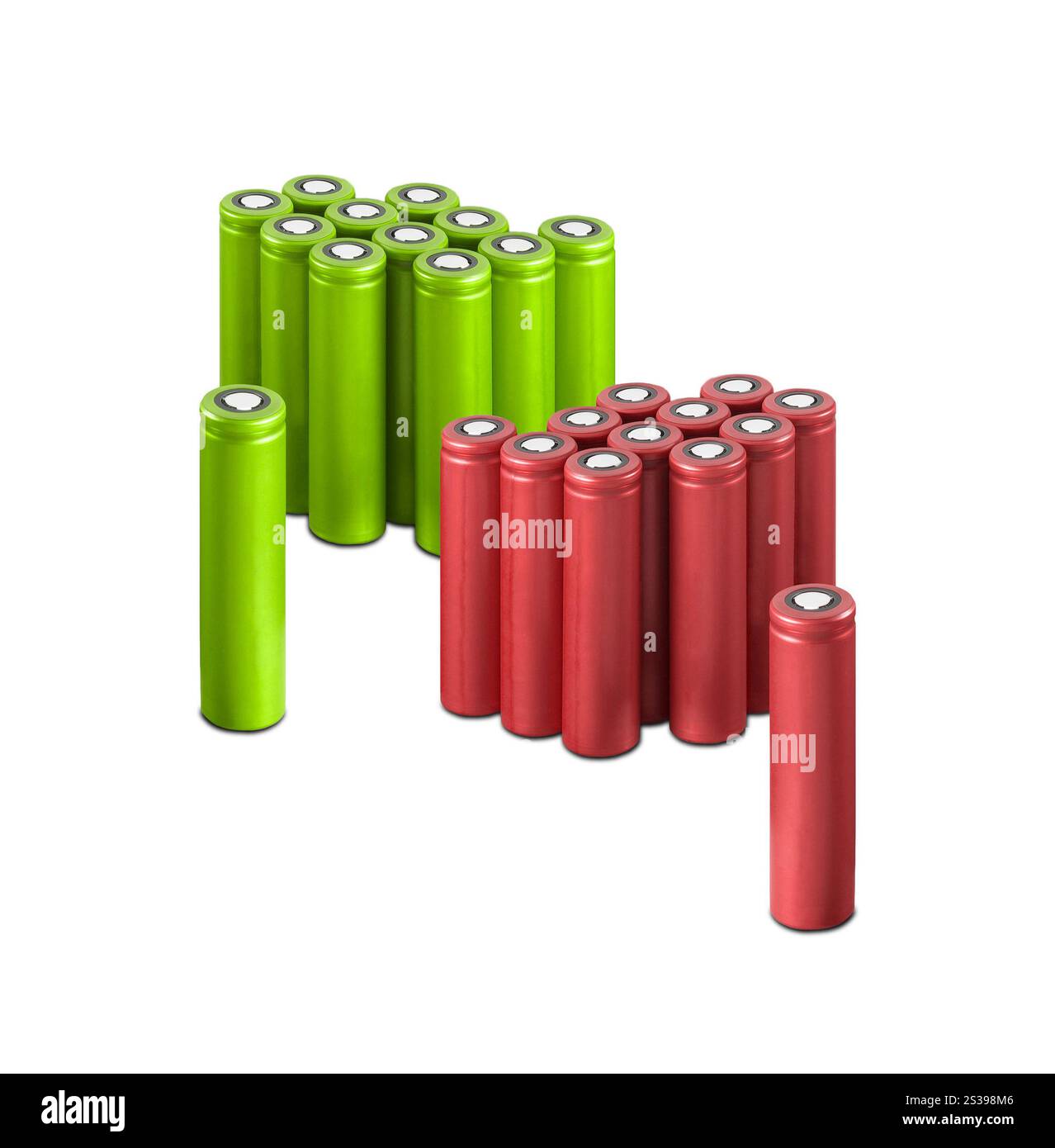 red and green AA batteries. blue and green AA batteries Stock Photo - Alamy