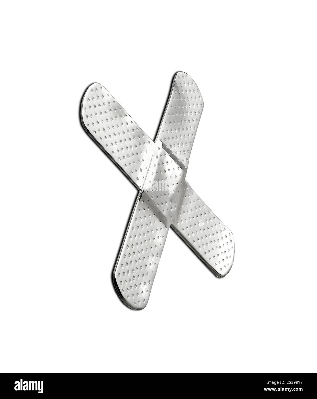silver patch like cross isolated on white background. silver patch like ...