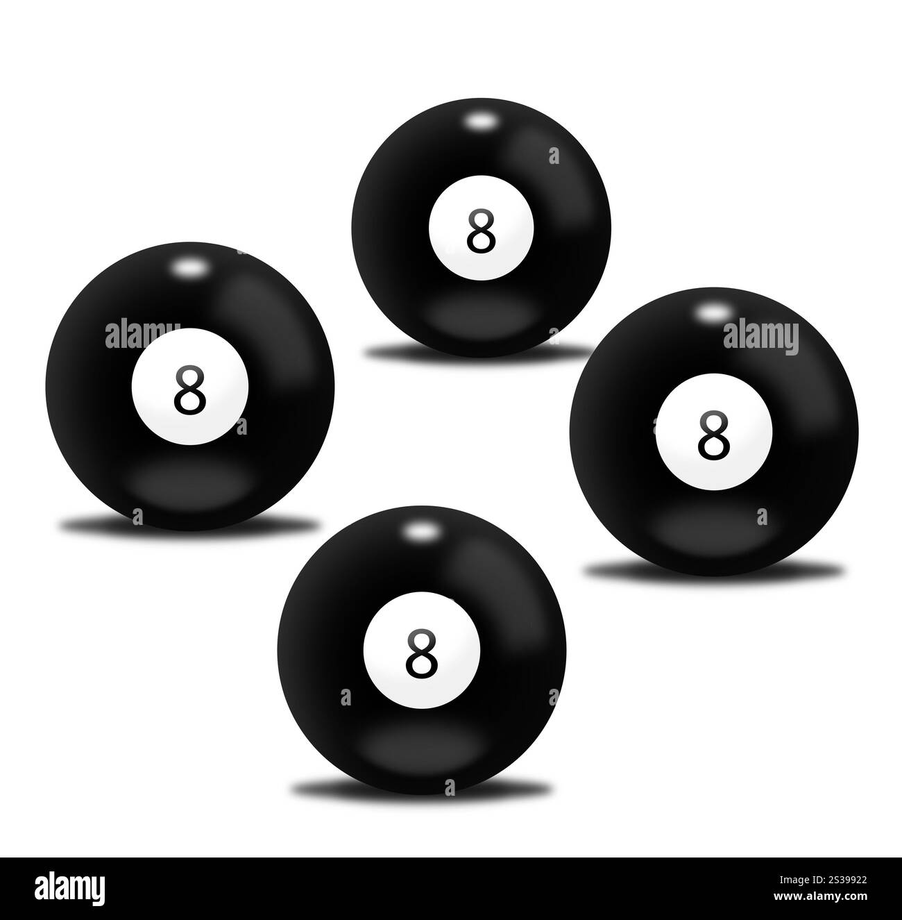 Black billiard balls number eight isolated on white background. Black ...