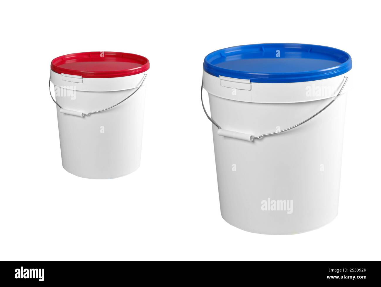 Closed white plastic containers isolated on white background. Closed ...