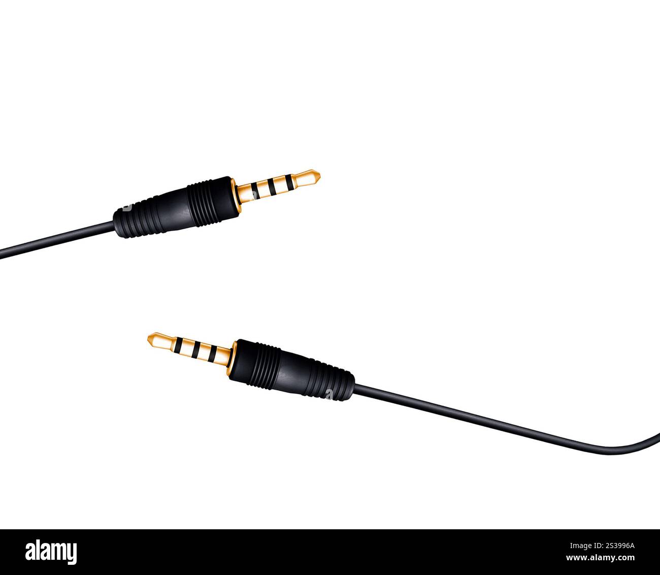Studio audio cables extending isolated on white background. Studio ...