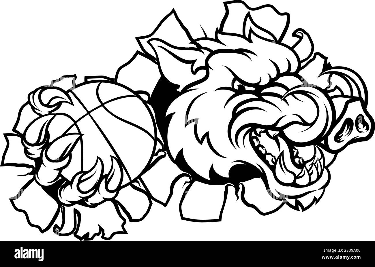 Boar Wild Hog Razorback Warthog Basketball Mascot Stock Vector Image ...