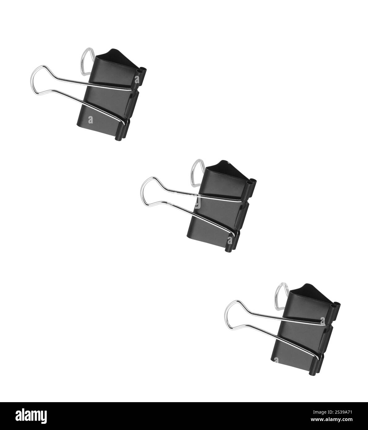 three office paper clips isolated on white background. three office ...