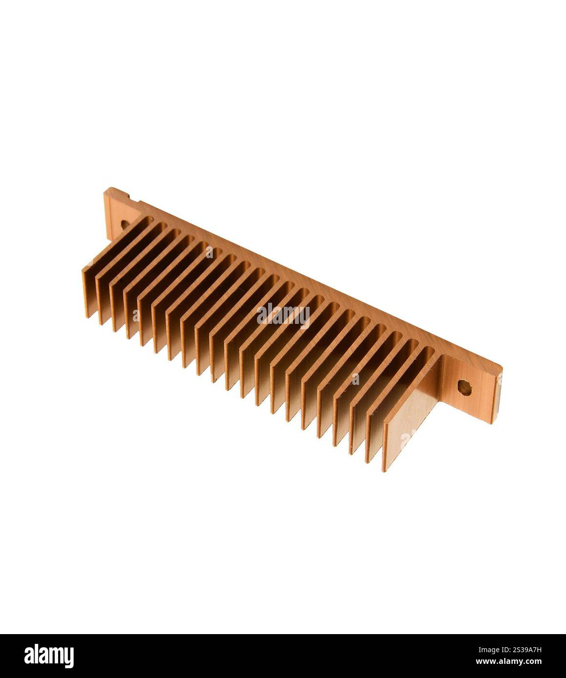 Closeup of an golden cpu cooler isolated on white. Closeup of an golden ...