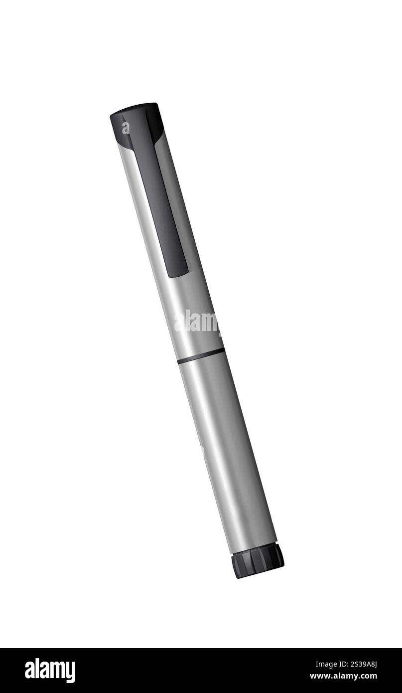 Silver Ball point pen isolated on white background. Silver Ball point ...