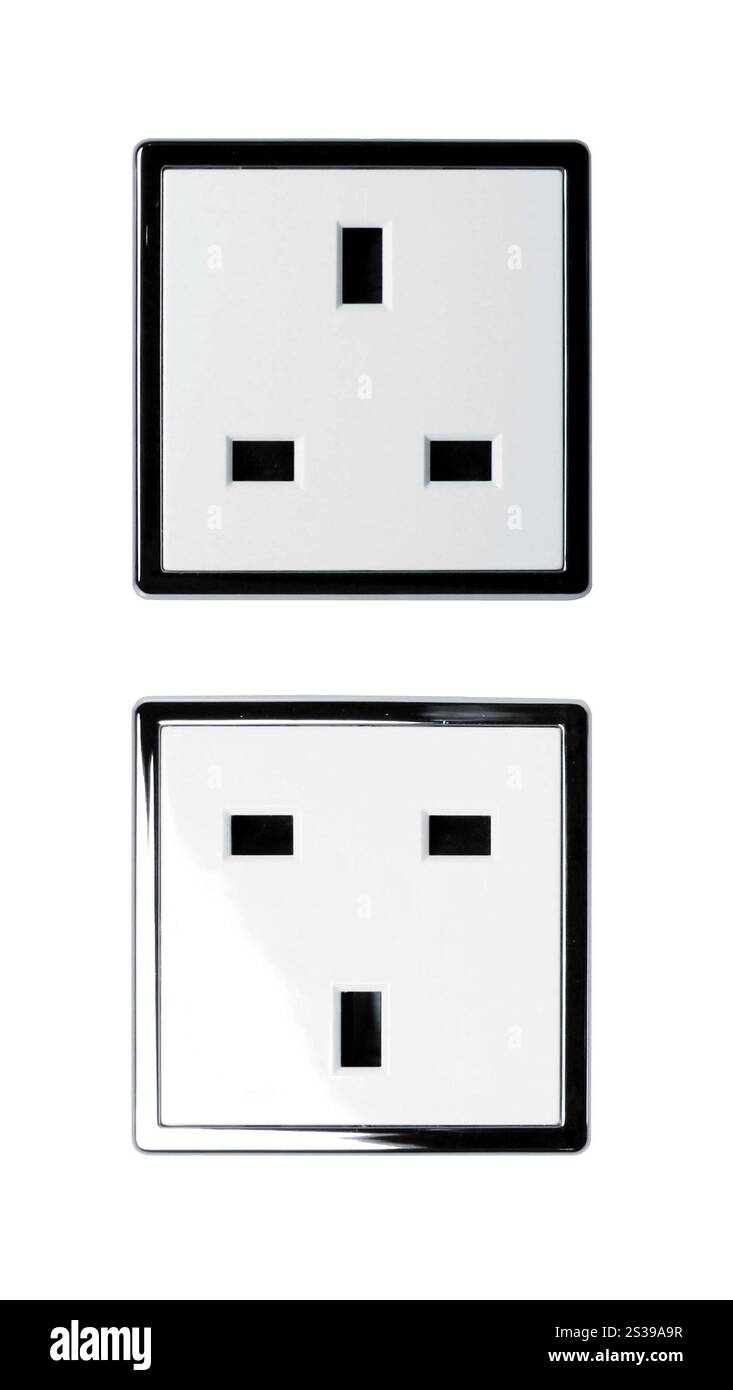 North American white electric wall outlet receptacle isolated on white ...