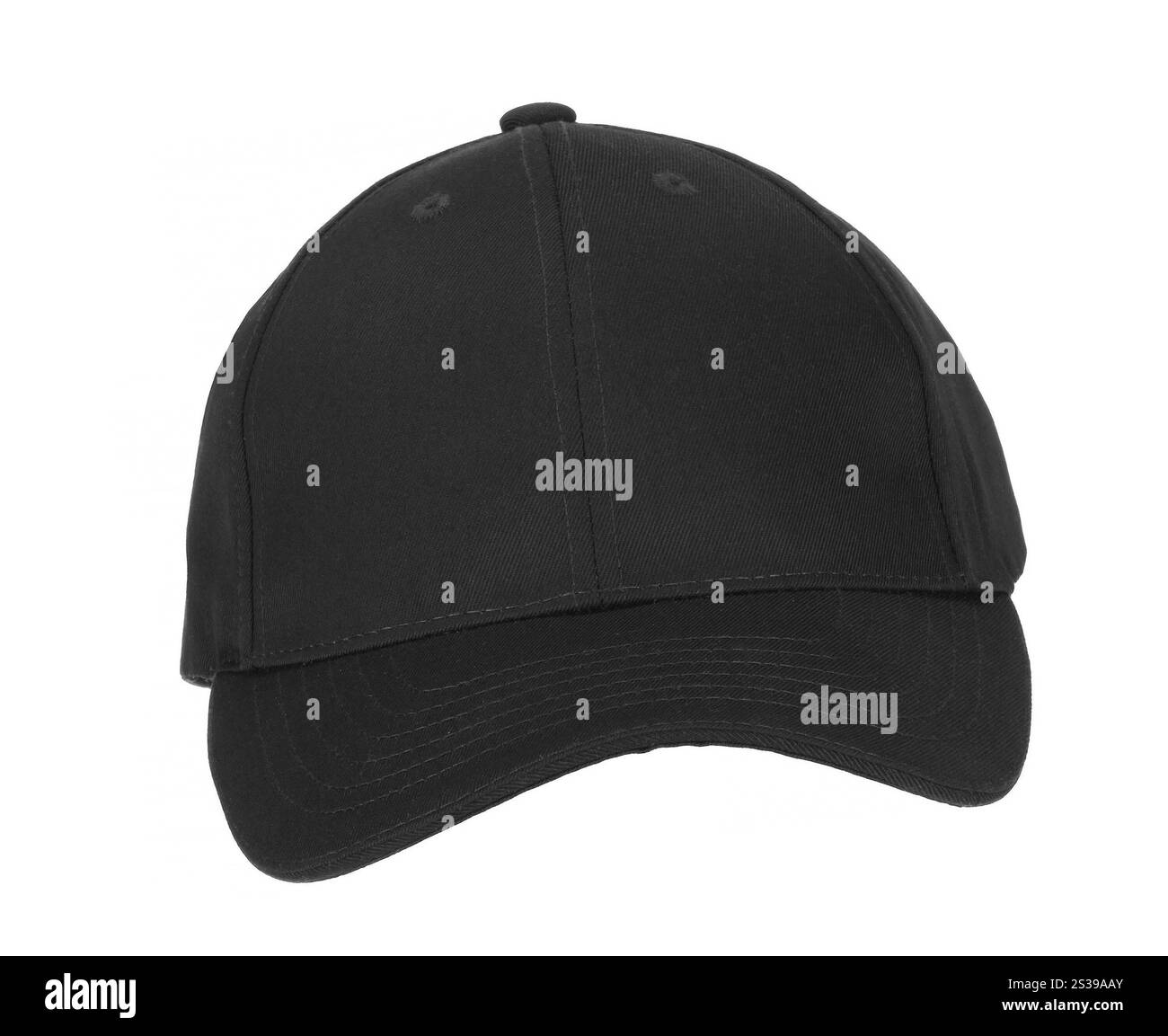 Front View of Black Cap isolated on white background. Front View of ...