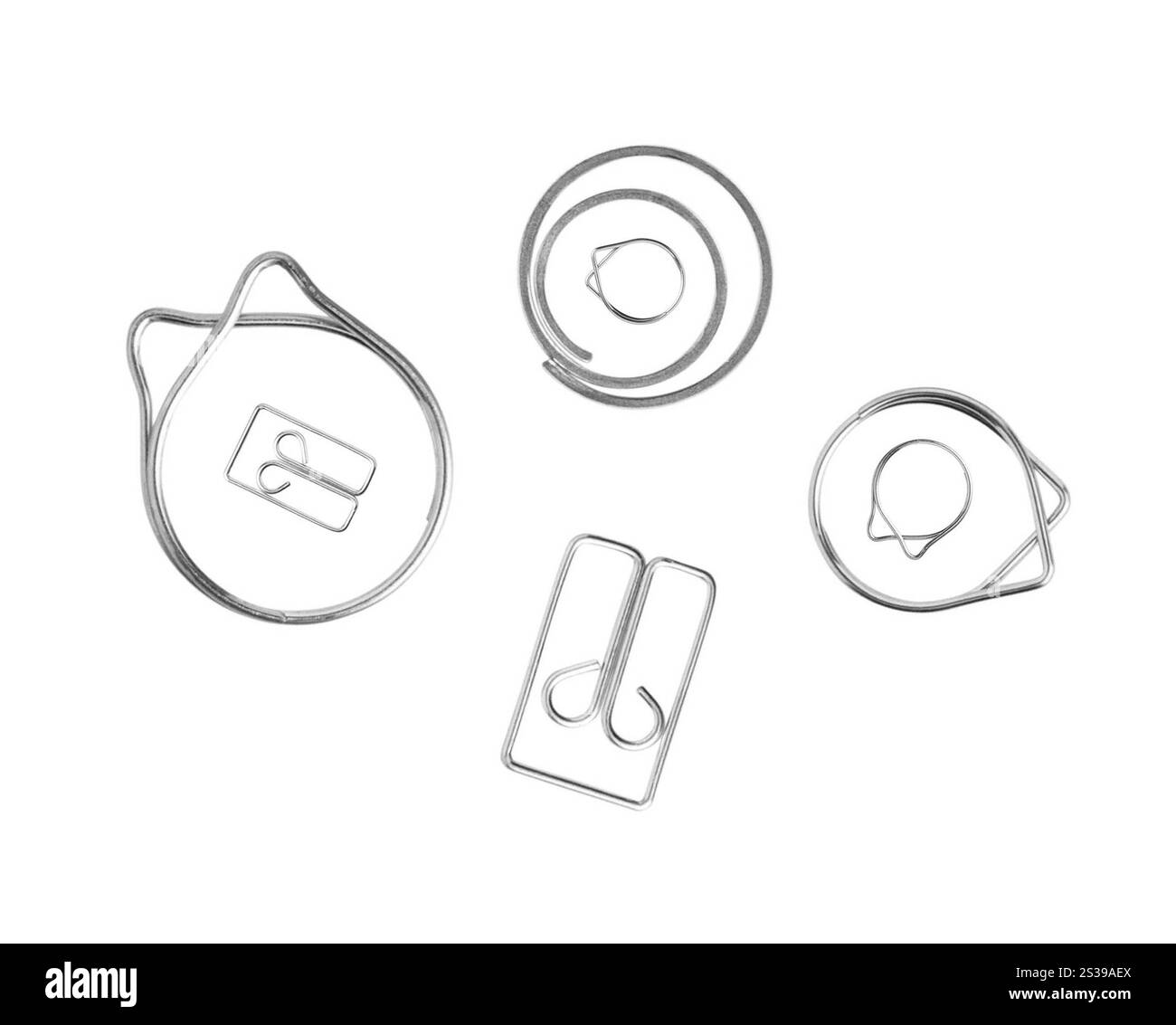 Collection of paper clips isolated on white background. Collection of ...