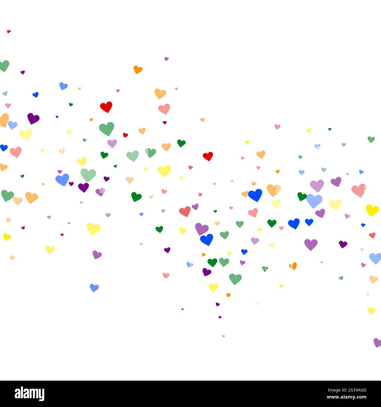 Valentine hearts, flying, falling down, floating. Rainbow colored ...