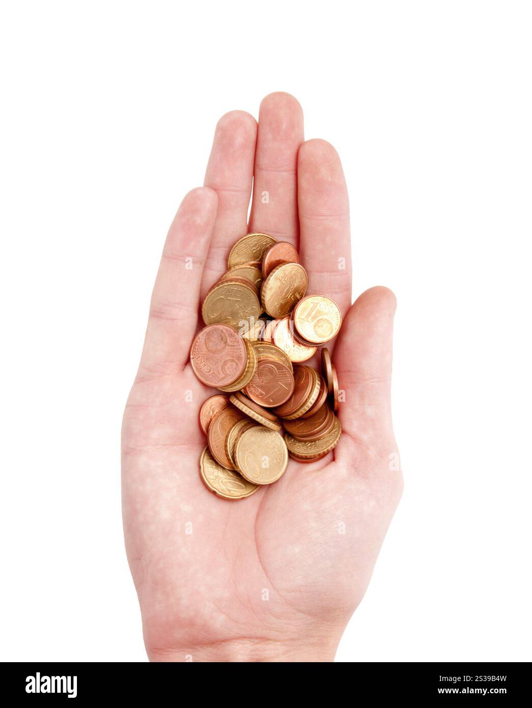 Coins in hand isolated on white background. Coins in hand Stock Photo ...
