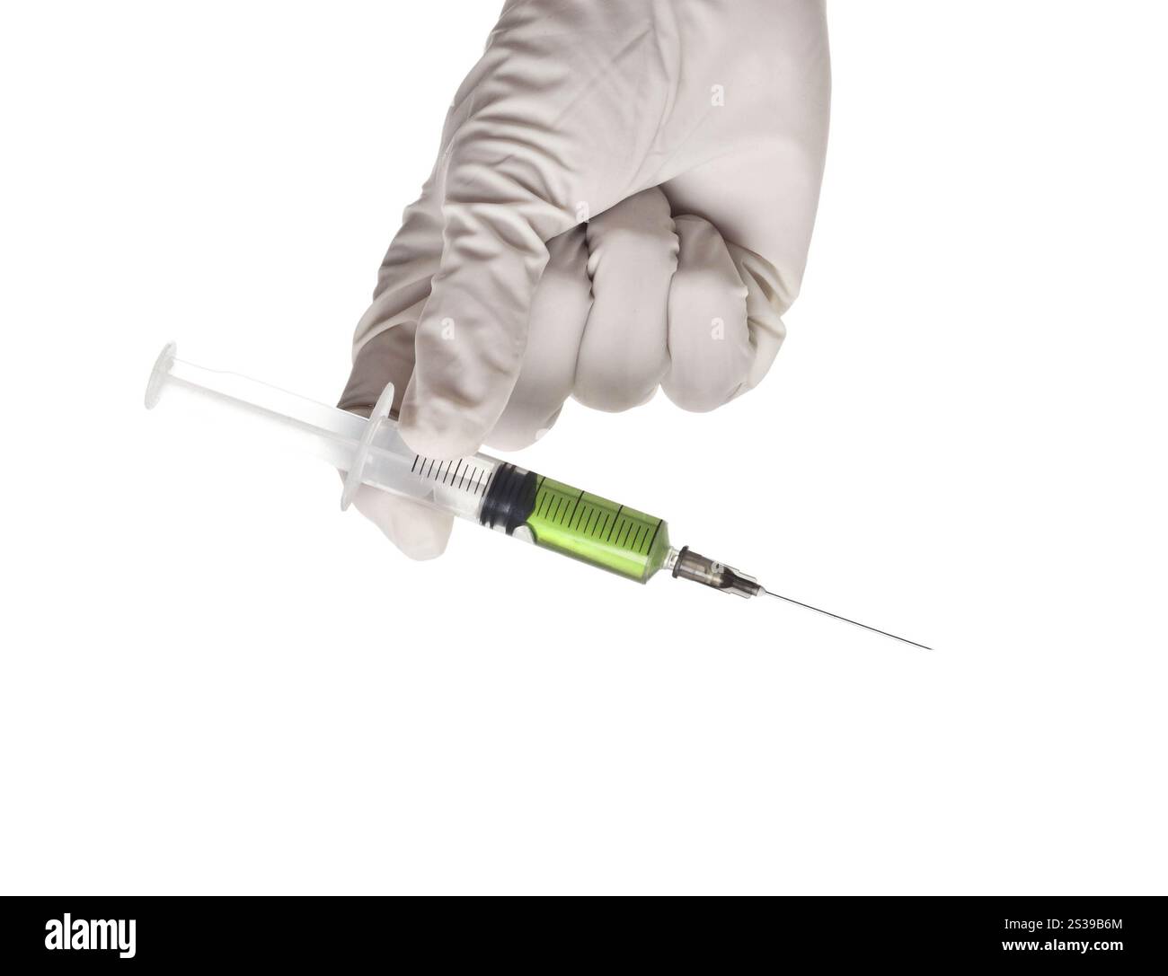 Hand holding syringe isolated on white background. Hand holding syringe ...