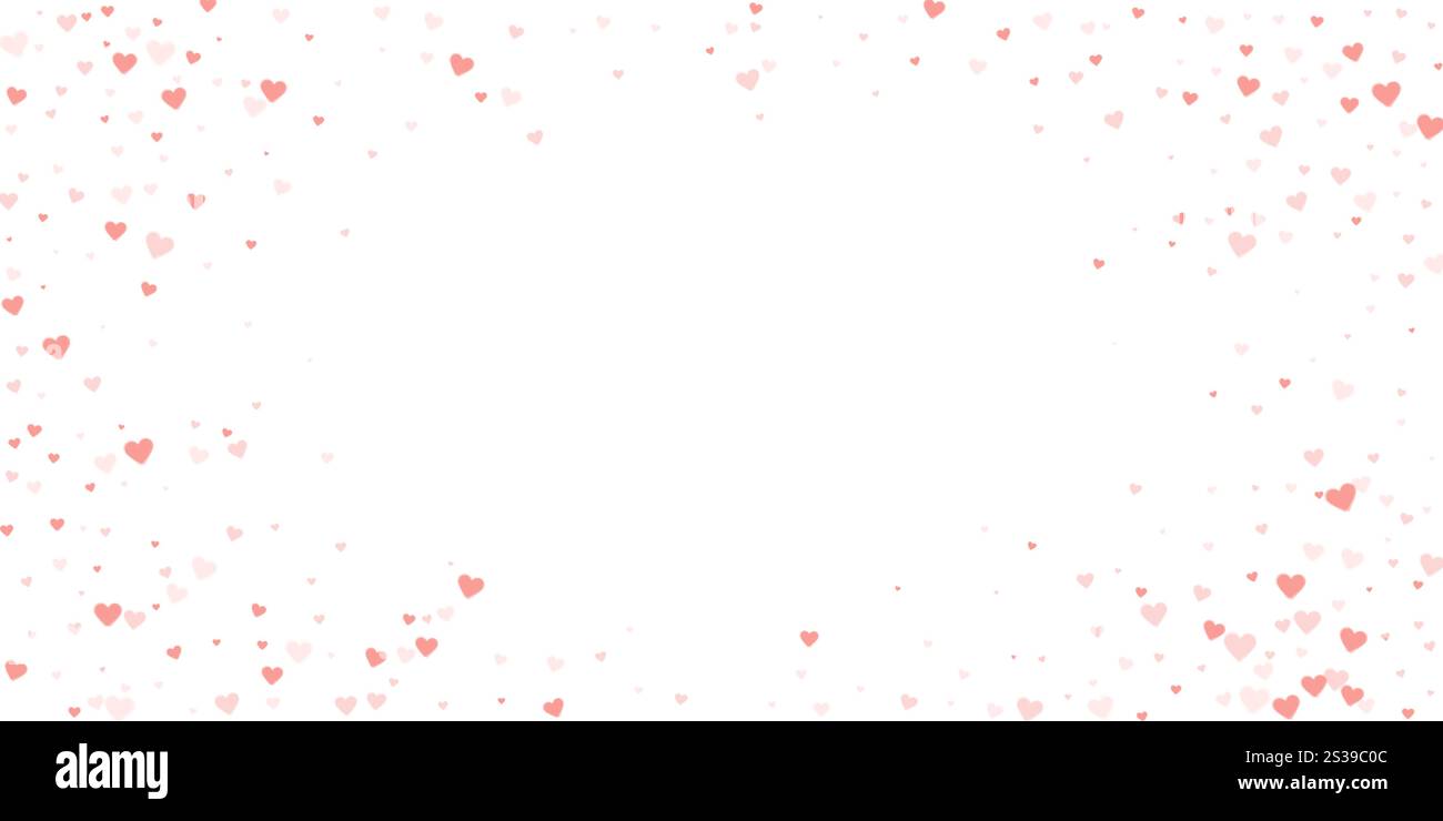 Valentine hearts, flying, falling down, floating. Red hearts scattered ...