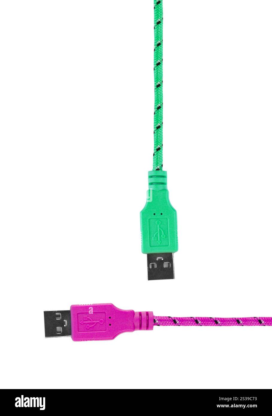 two usb cable isolated on white background Stock Photo - Alamy