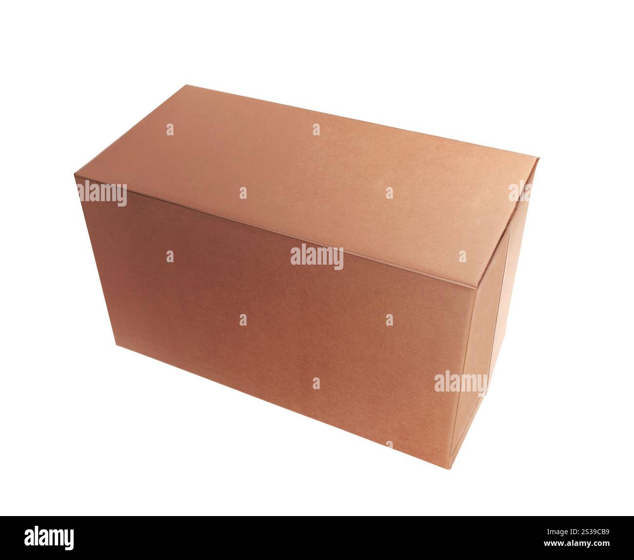 Closed cardboard box taped up and isolated on a white background ...