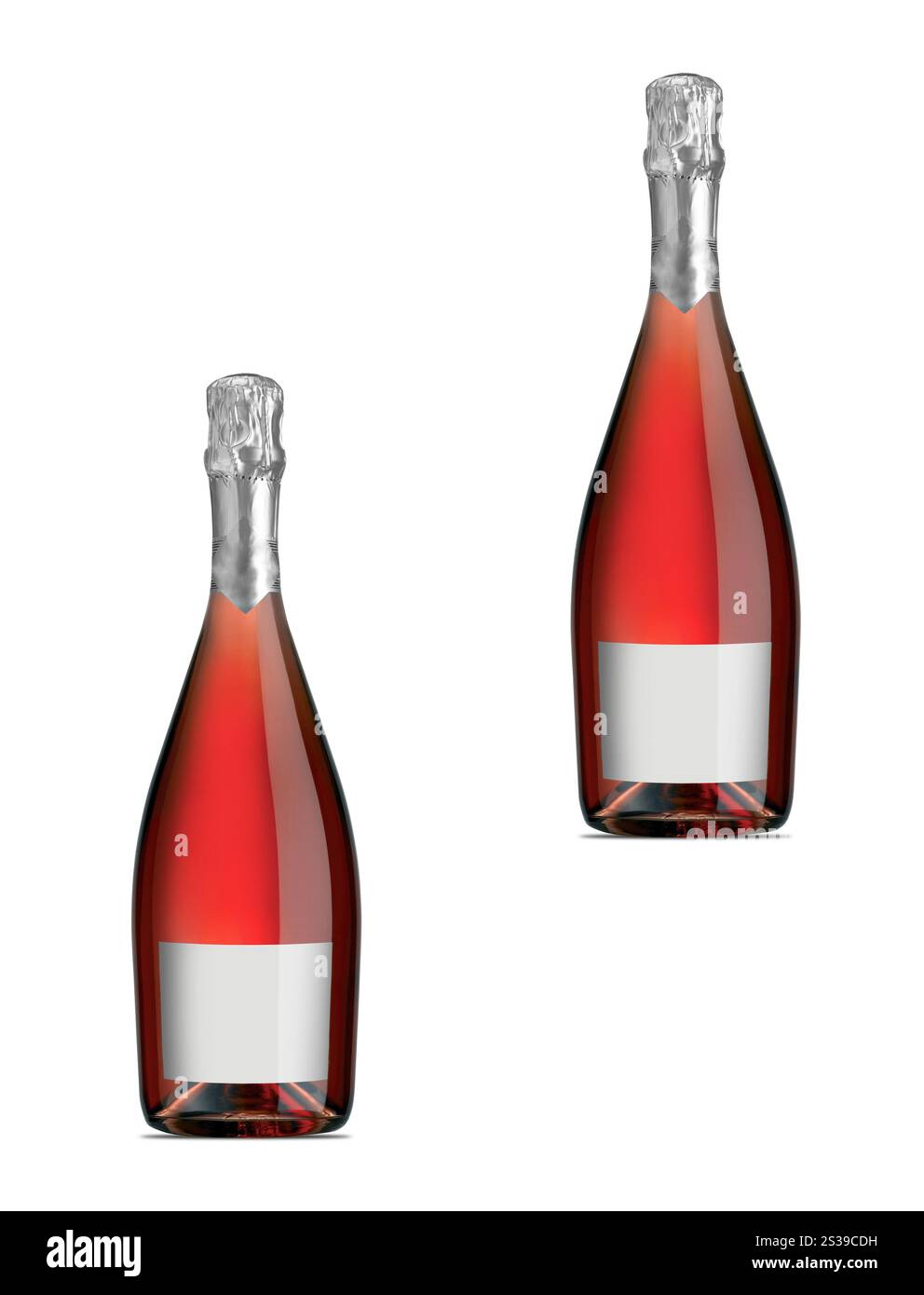 Isolated bottles of red (rose) wine over a white background. Isolated ...