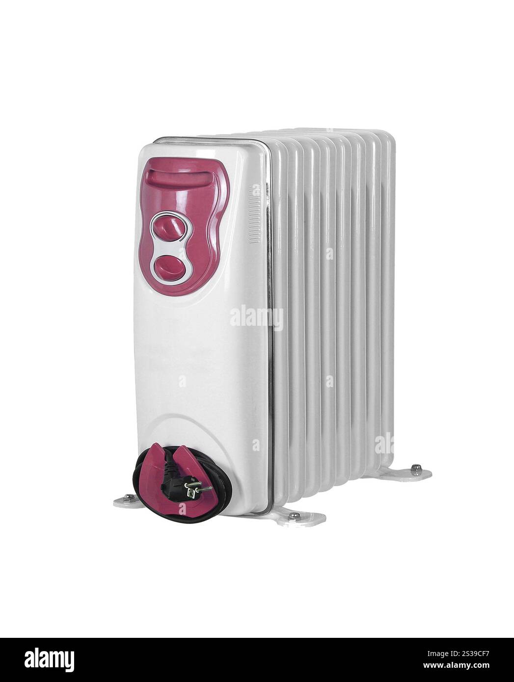 One white electrical radiator on white background. One white electrical ...