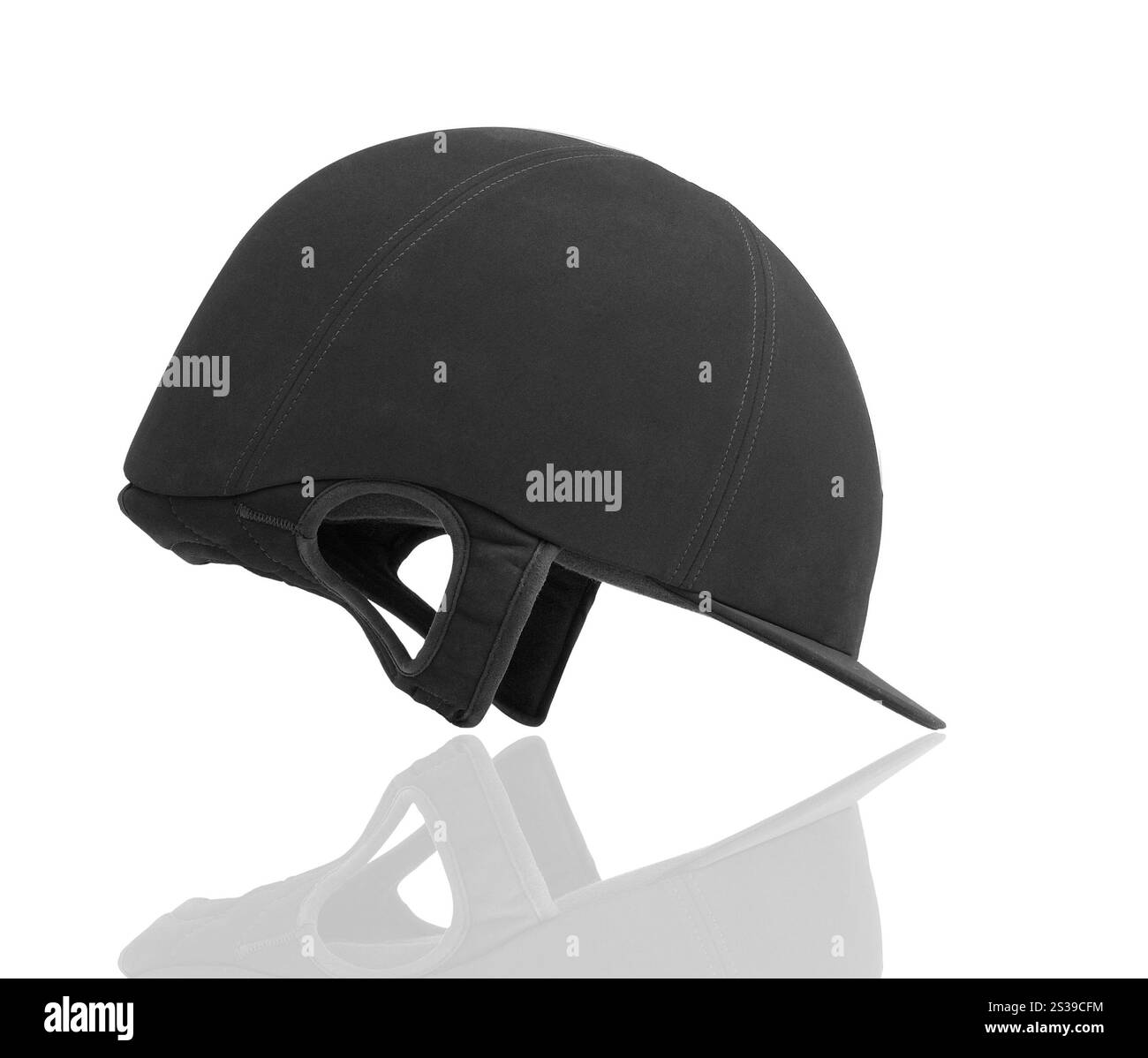 Black ridding cap for horse riders isolated on white. Black ridding cap ...
