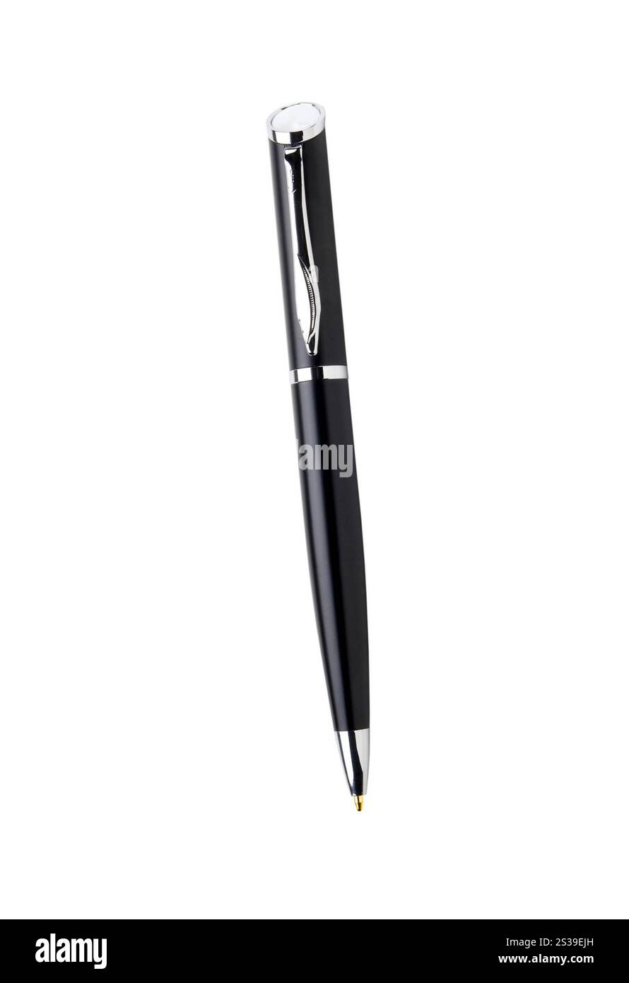 Black ballpoint pen isolated on white background. Black ballpoint pen ...