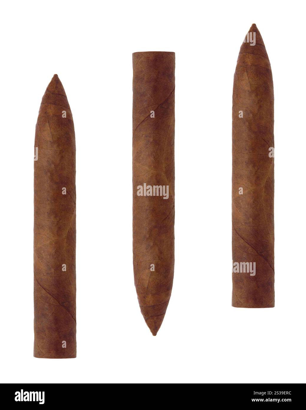 long elegant brown cigars isolated on white background Stock Photo - Alamy