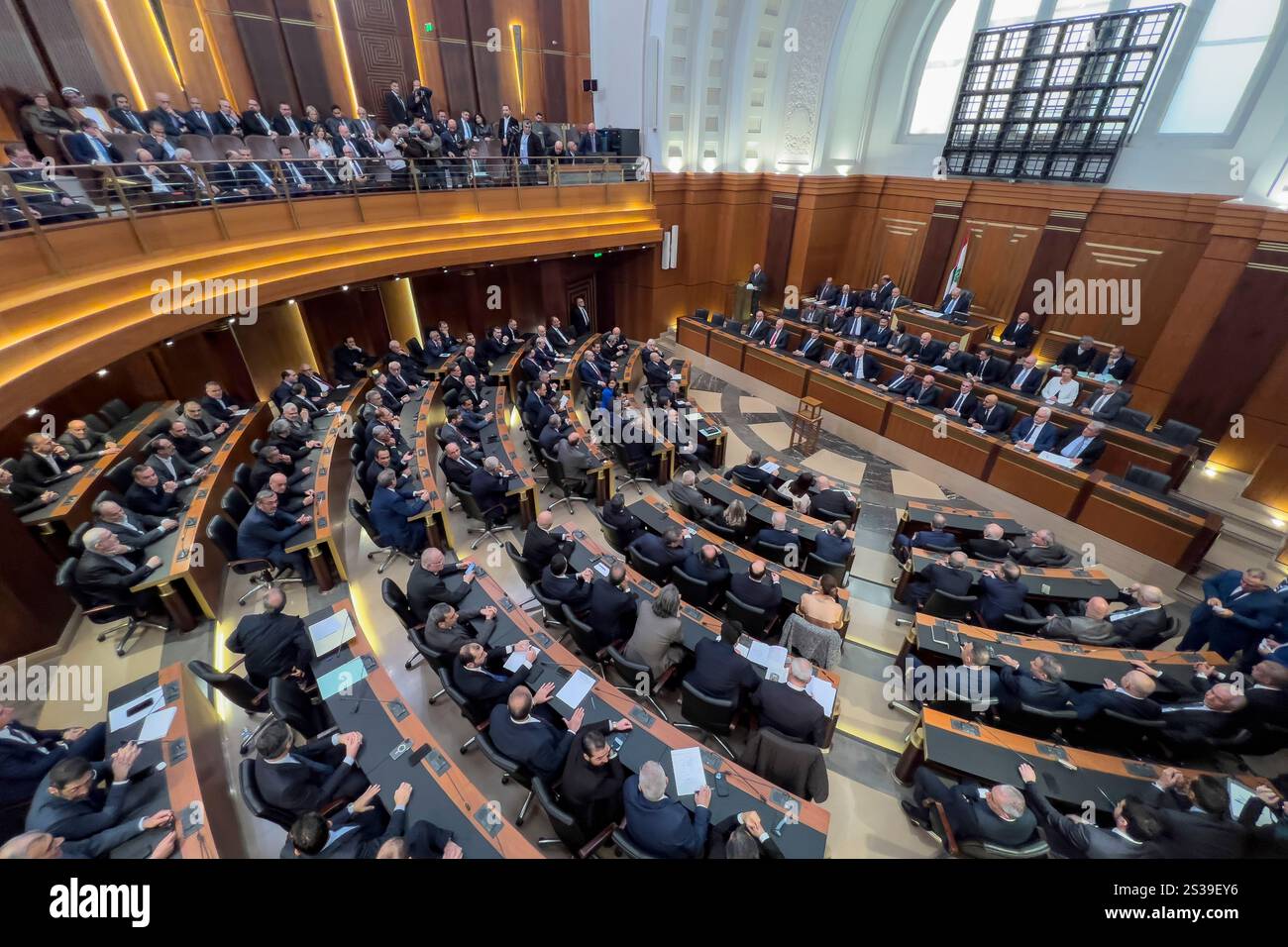 Lebanese lawmakers gather to elect a new president at the parliament ...