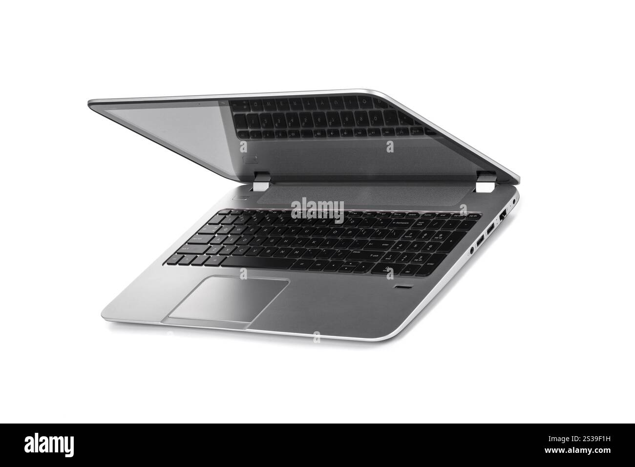 laptop half closed isolated on white background. laptop half closed ...