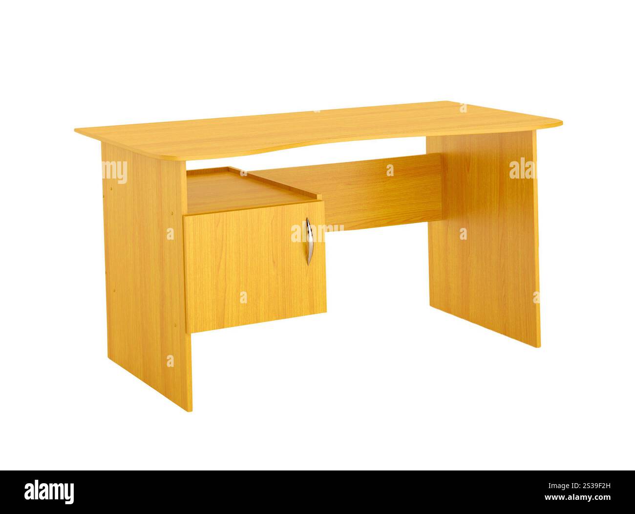 Wooden computer table isolated on white, with clipping path. Wooden ...