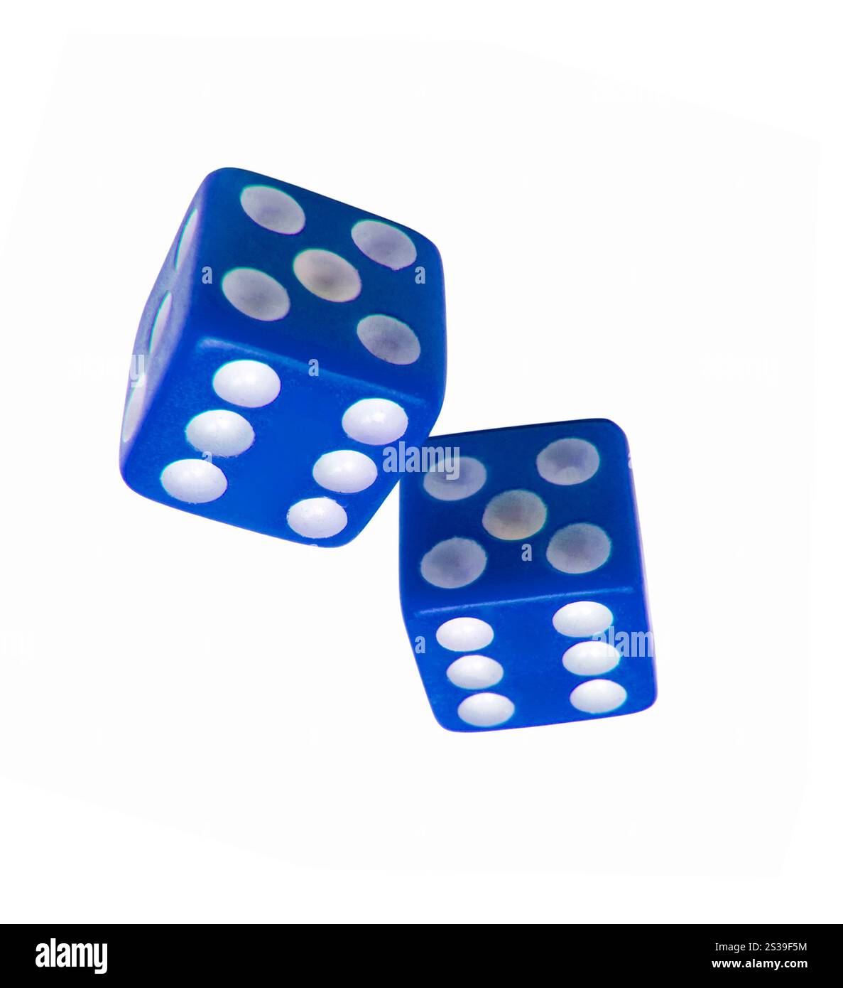 blue dice on white background. red dice on white background Stock Photo ...