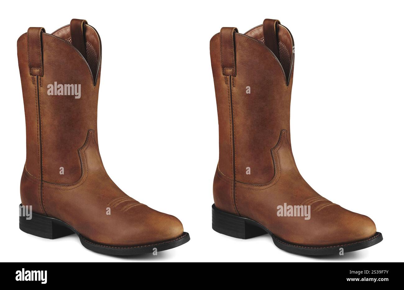 Single Brown Cowboy Boot isolated on white background. Single Brown ...