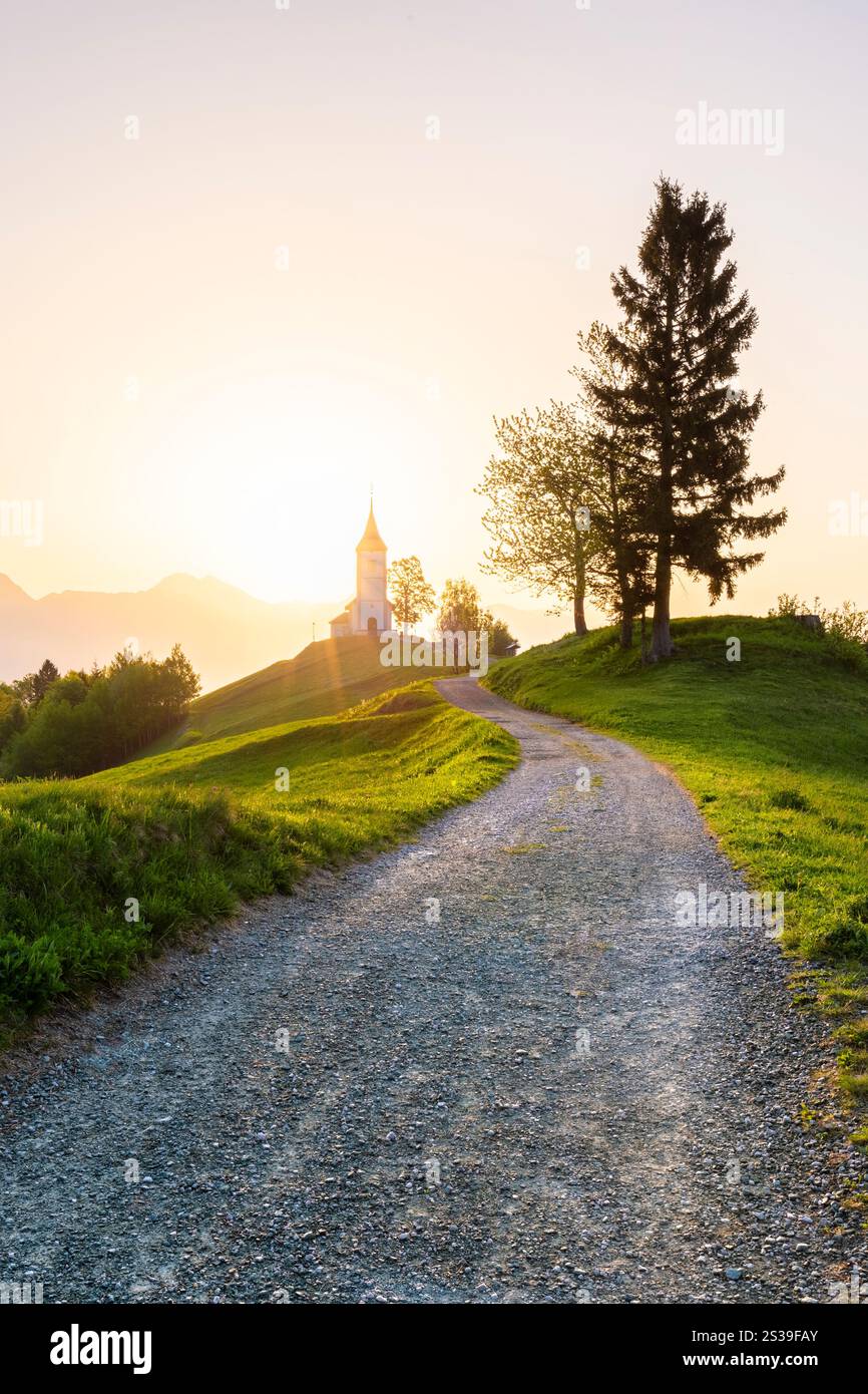 View of the iconic Jamnik church, with Mount Triglav on the background ...