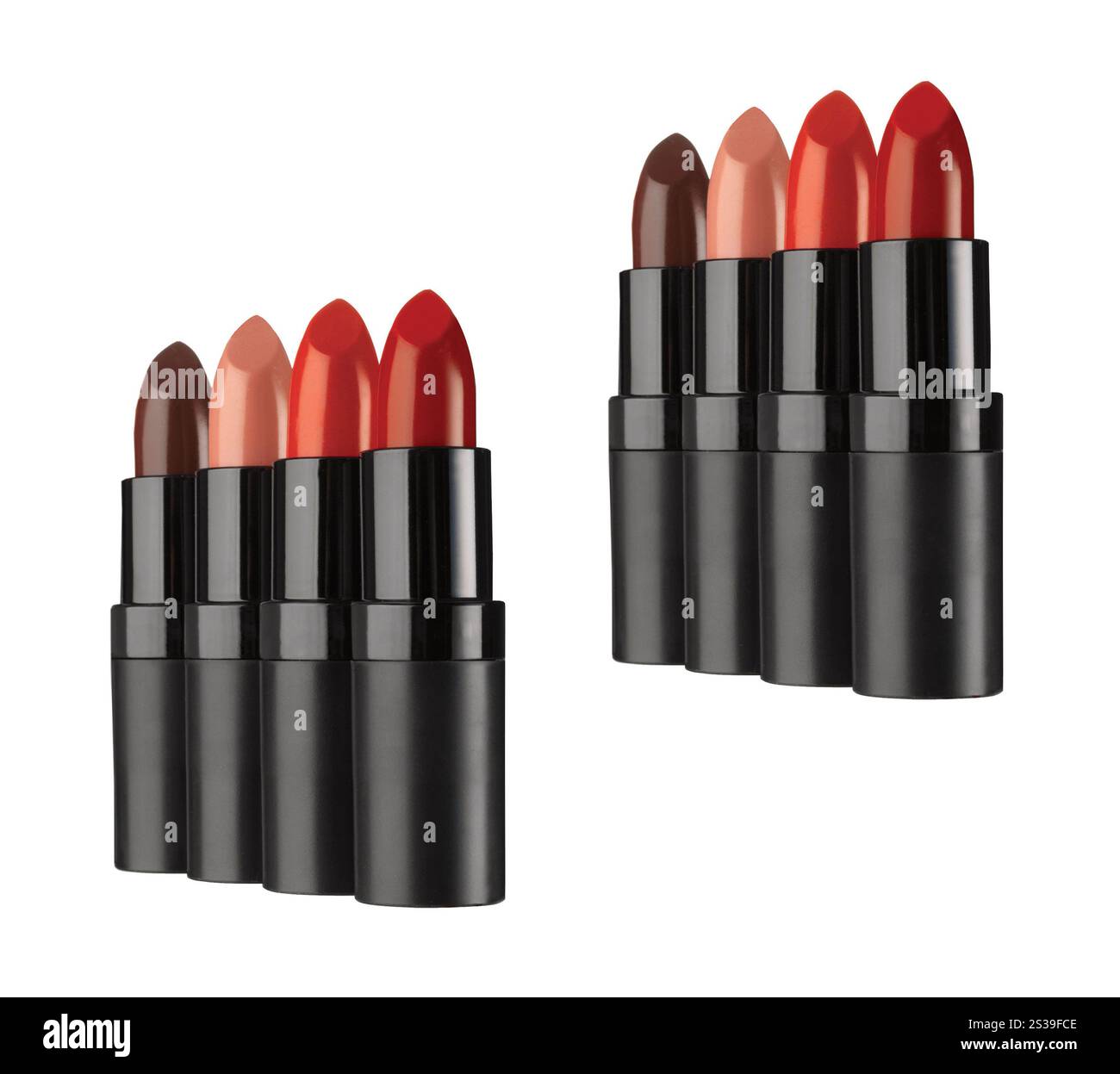 Set of red lipsticks isolated on white background. Set of red lipsticks ...