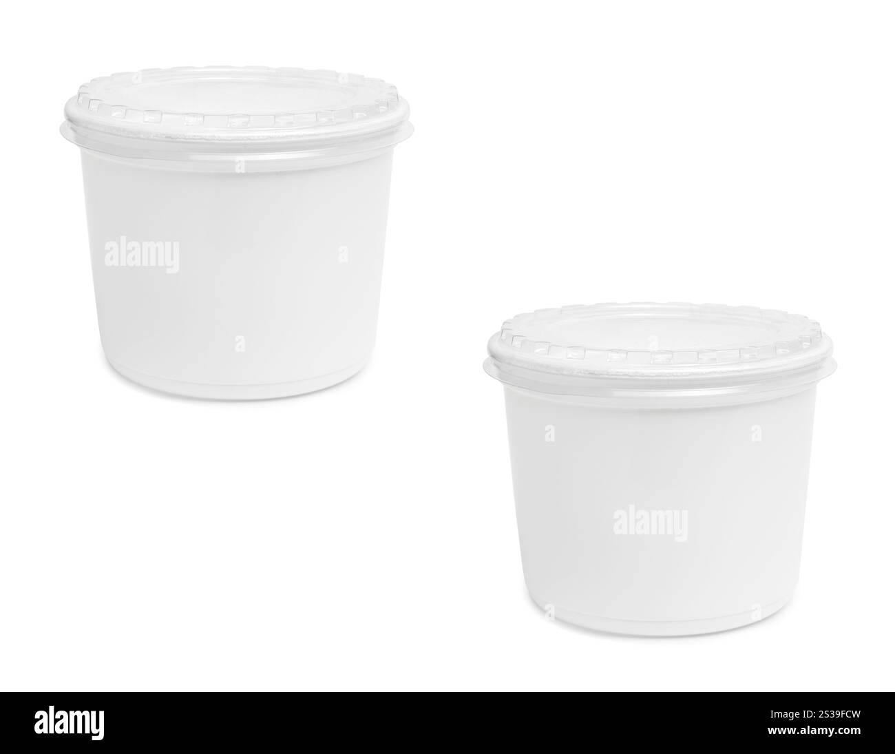 Plastic rectangular container for dairy foods. Isolated on a white ...