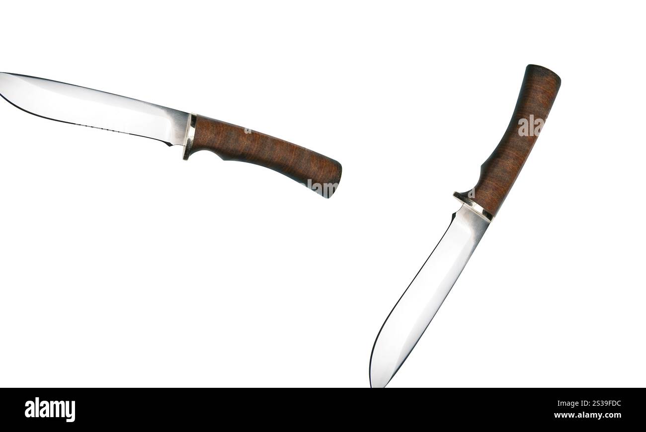 Hunting knives with wooden haft. Hunting knife with wooden haft Stock ...