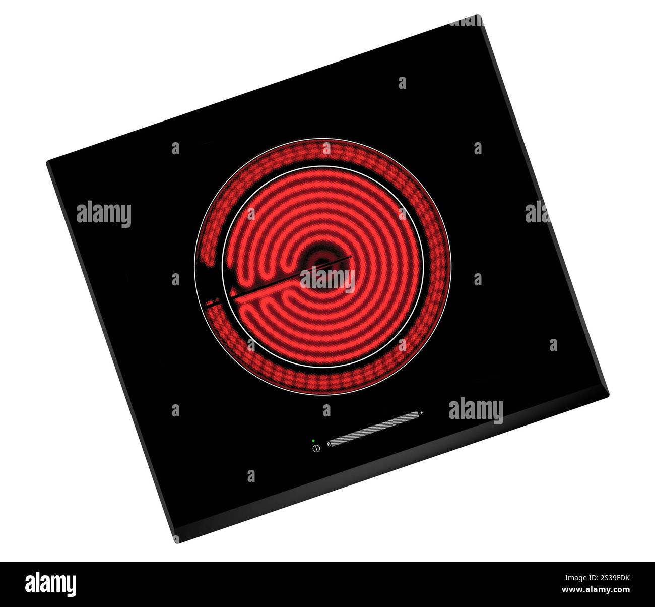 Red hot ceramic hotplate of electric cooker isolated on white ...