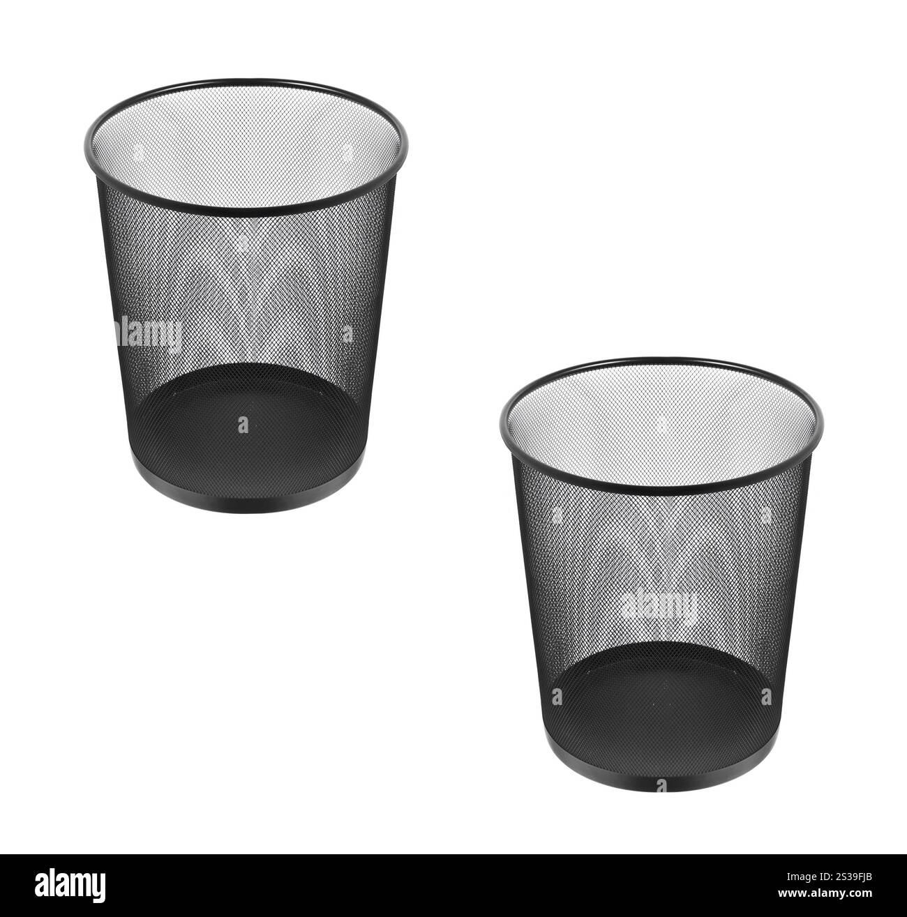 Empty black iron trash bin isolated on white background. Empty black ...