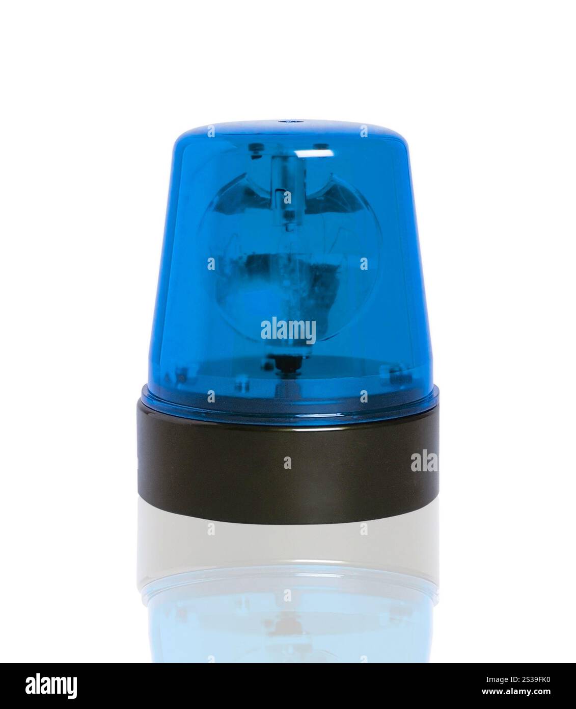 blue rotating beacon isolated on white background. blue rotating beacon ...